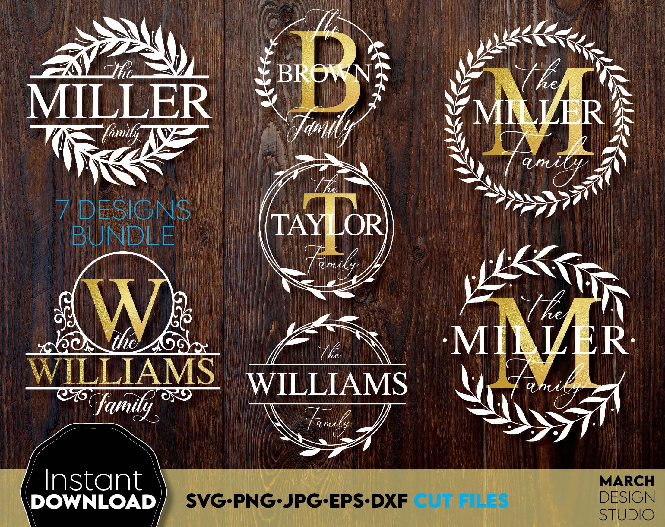 Monogram Bundle Svg Png Wedding Monogram Svg Png Circle Monogram Lette ...